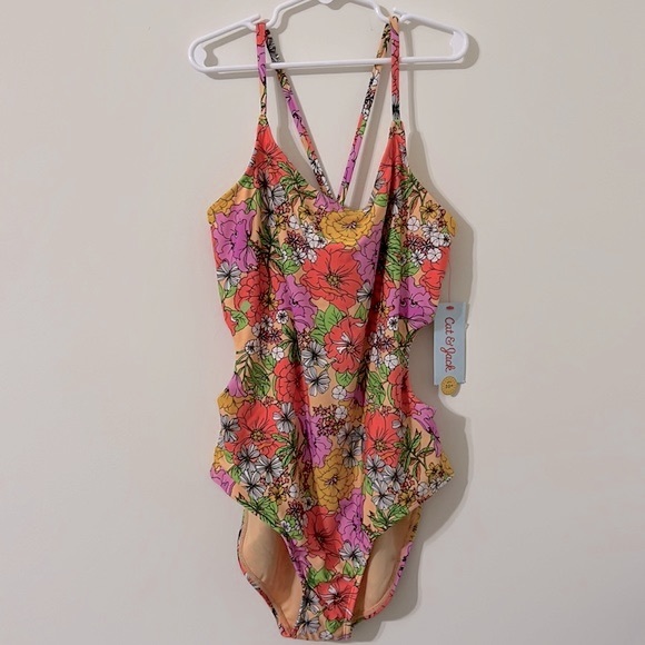 Cat & Jack | Swim | Nwt Cat Jack Girls Onepiece Floral Bathing Suit Xl ...